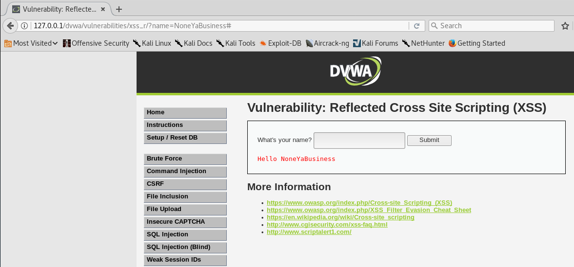 Dvwa Part 2 Exploiting Cross Site Scripting Xss Vulnerabilities Insecurity Matters Blog
